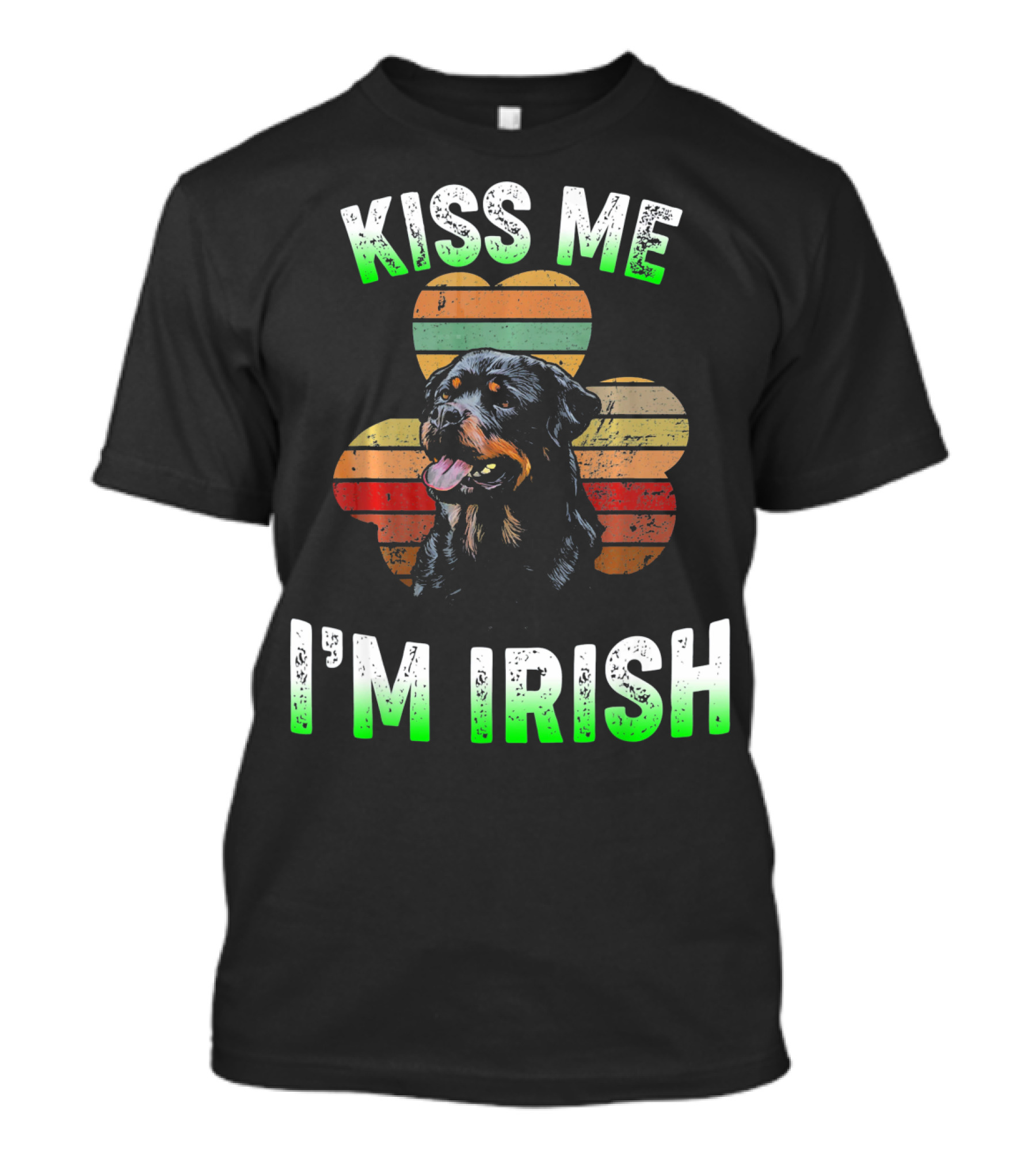 Kiss Me I'm Irish Funny Vintage Shamrock Rottweiler T-Shirt