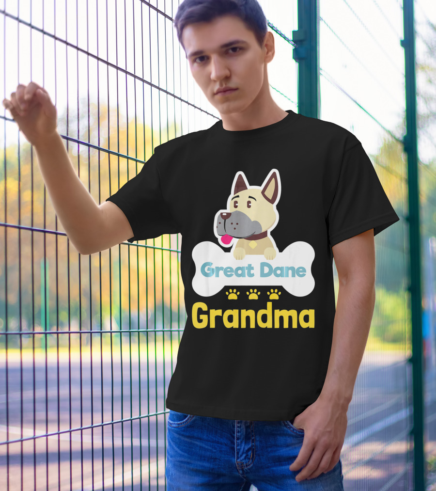 Great Dane Grandma Dog Bone With Paw Prints T-Shirt