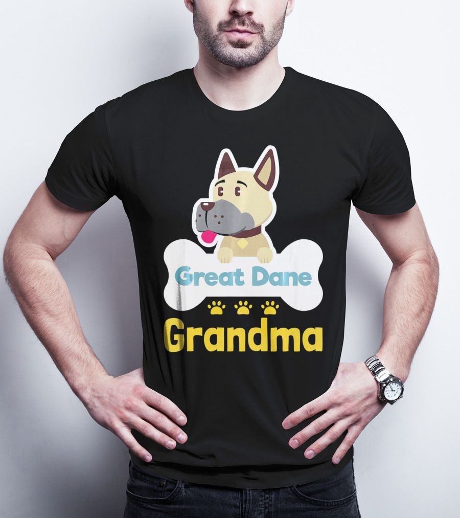 Great Dane Grandma Dog Bone With Paw Prints T-Shirt