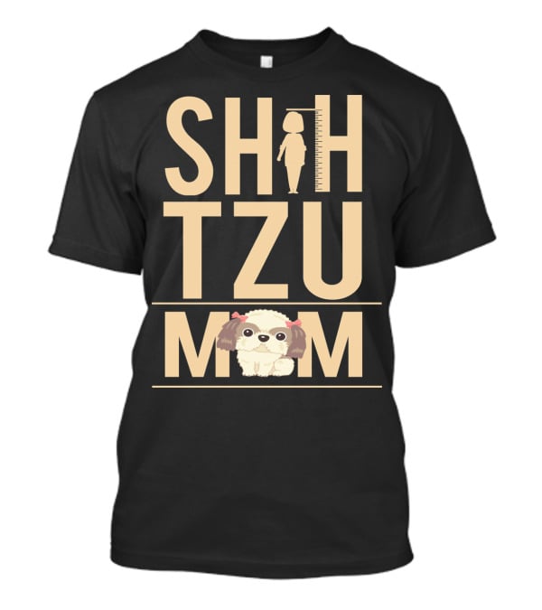 Shih Tzu Mom With Silhouette And Cute Shih Tzu Puppy T-Shirt
