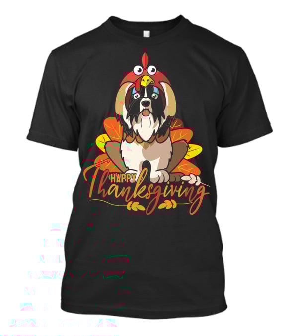 Happy Thanksgiving Shih Tzu In Turkey Costume With Leaves T-Shirt