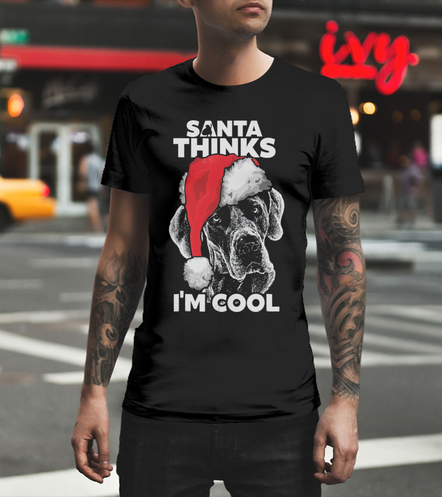 Santa Thinks I'm Cool Great Dane T-Shirt