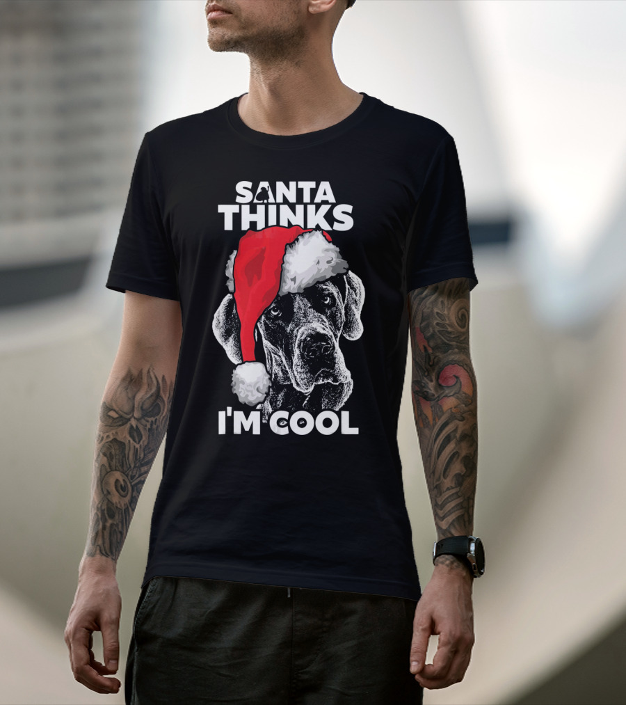 Santa Thinks I'm Cool Great Dane T-Shirt