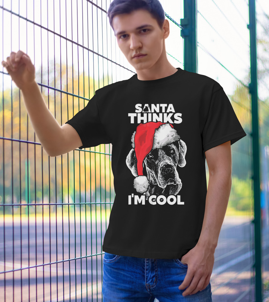 Santa Thinks I'm Cool Great Dane T-Shirt