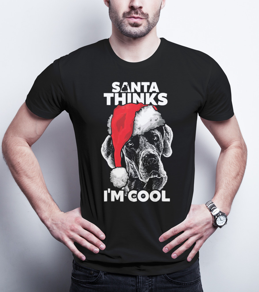 Santa Thinks I'm Cool Great Dane T-Shirt