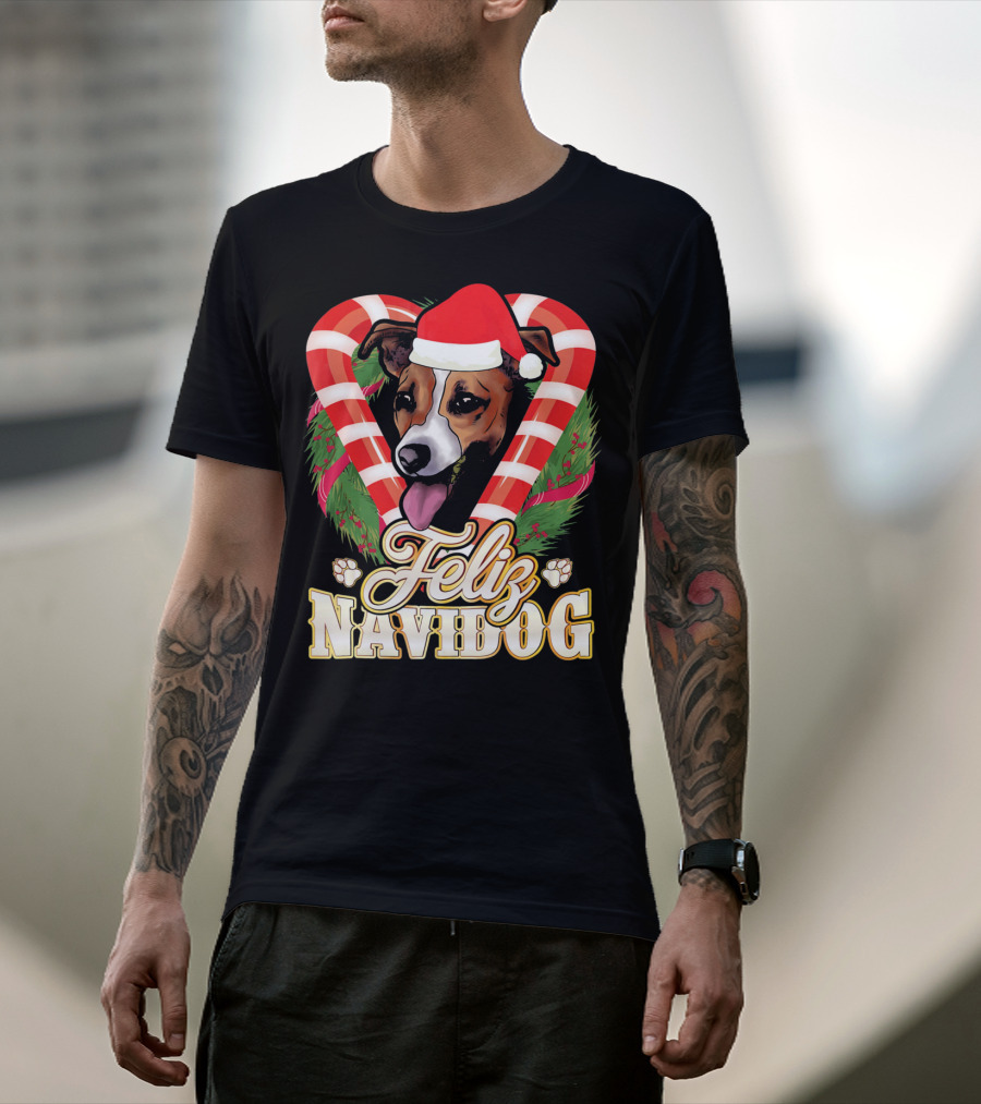 Feliz Navidog Jack Russell Terrier Santa Claus T-Shirt