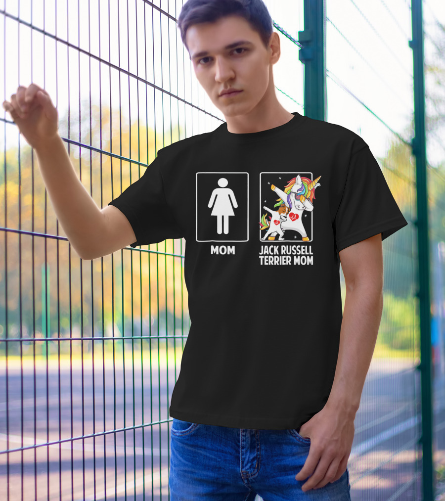 Jack Russell Terrier Mom Unicorn Dabbing With Colorful Mane And Stars T-Shirt