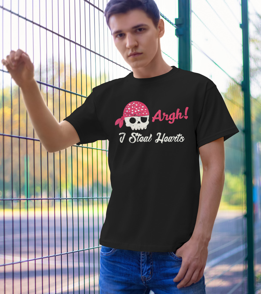 Argh I Steal Hearts Skull Bandana T-Shirt