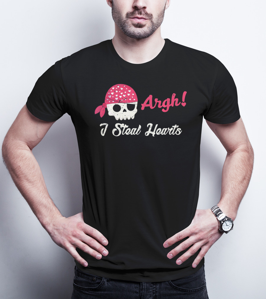 Argh I Steal Hearts Skull Bandana T-Shirt