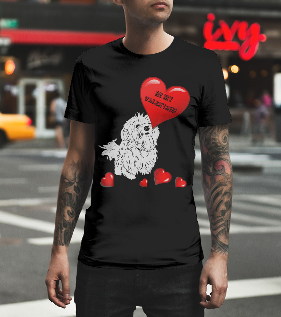 Be My Valentine Maltese Dogs In Love With Red Hearts T-Shirt