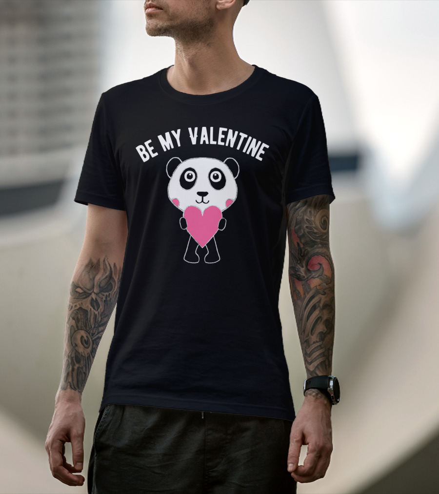 Be My Valentine Panda Holding Heart T-Shirt