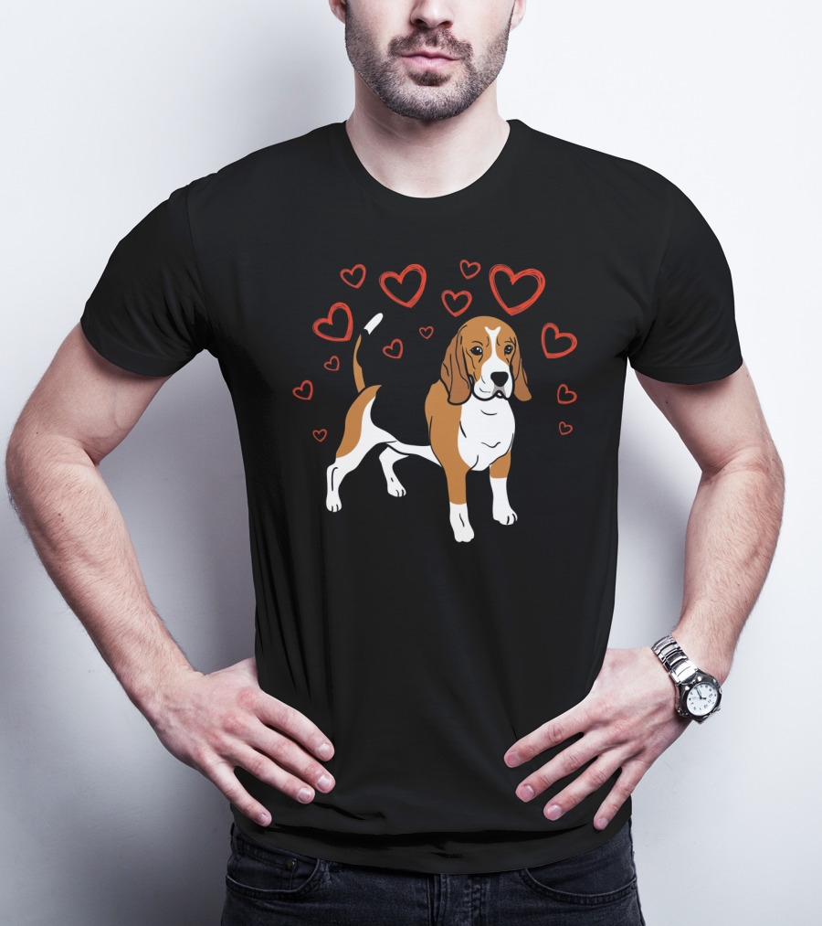 Beagle Surrounded By Hearts Valentine T-Shirt