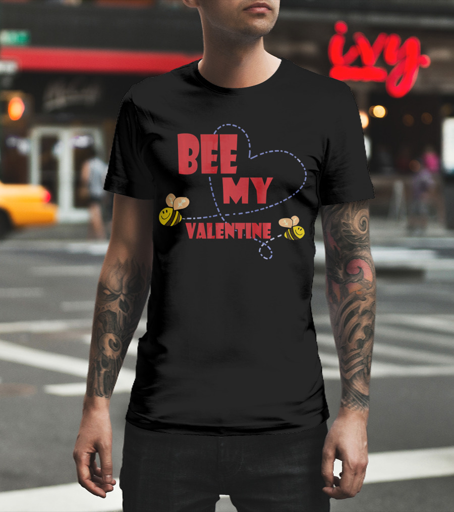 Bee My Valentine Beekeeper Cou With Heart And Bees T-Shirt