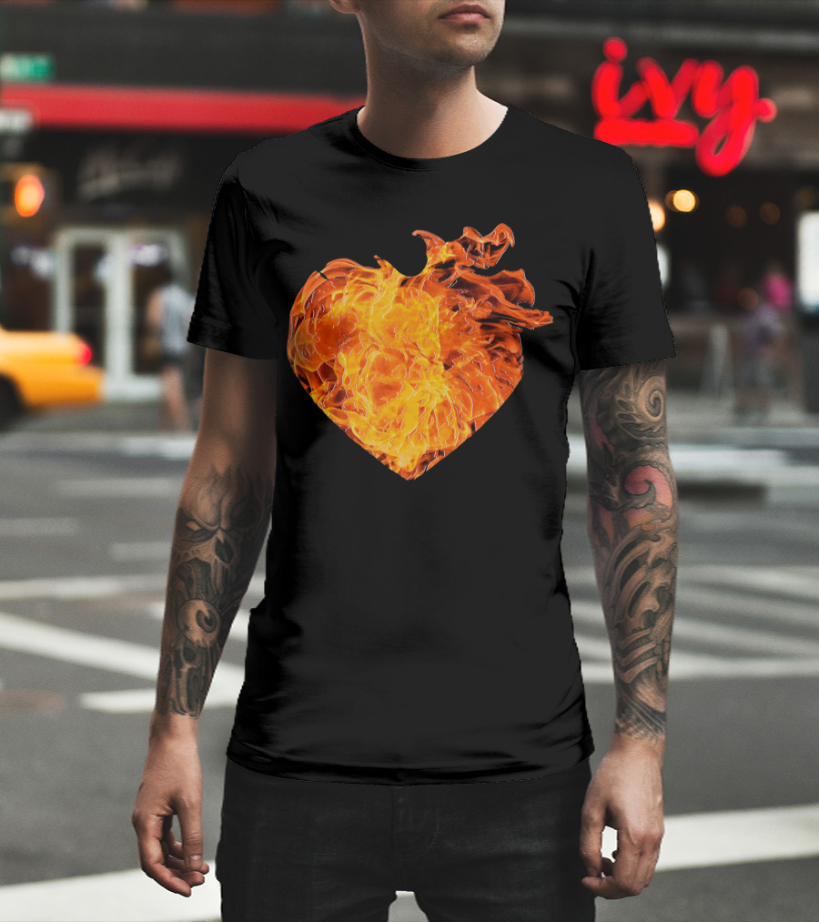 Valentines Day Big Heart Of Fire T-Shirt