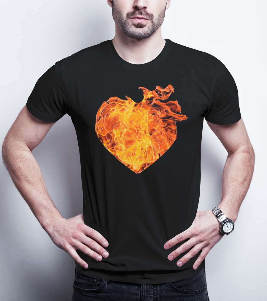 Valentines Day Big Heart Of Fire T-Shirt