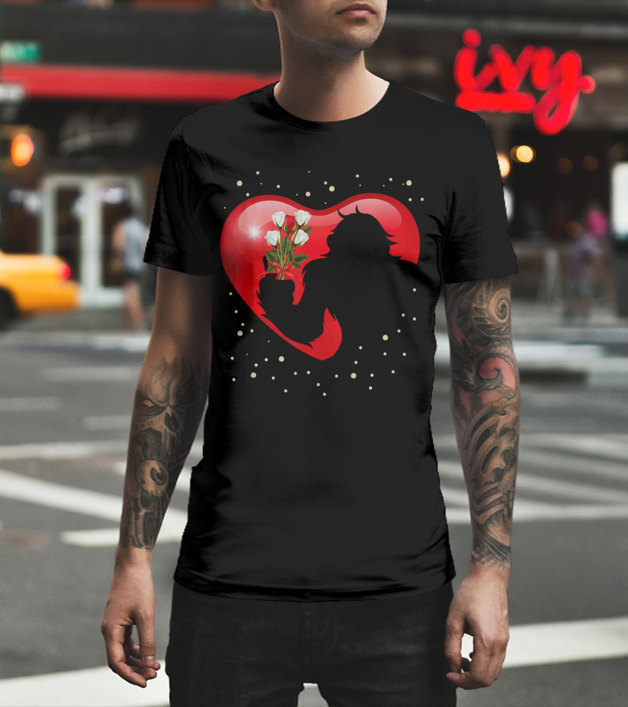 Bigfoot Red Heart White Flower Valentine's Day T-Shirt