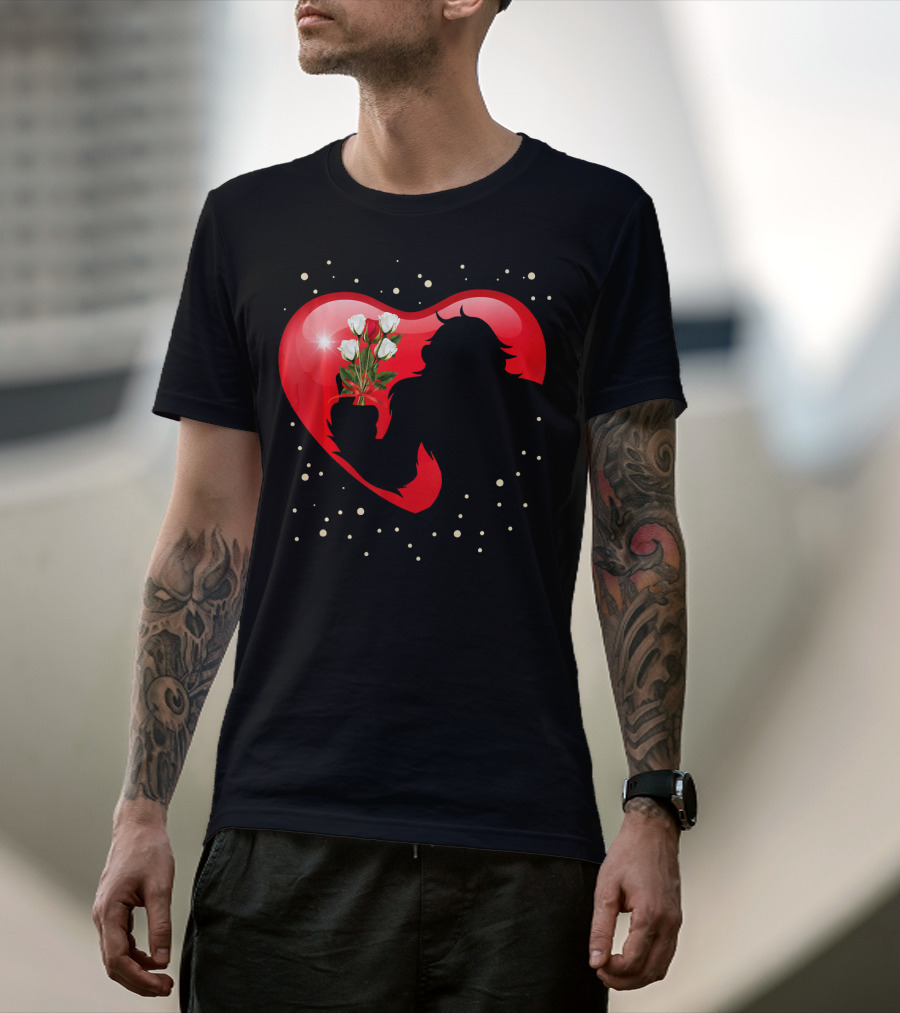 Bigfoot Red Heart White Flower Valentine's Day T-Shirt
