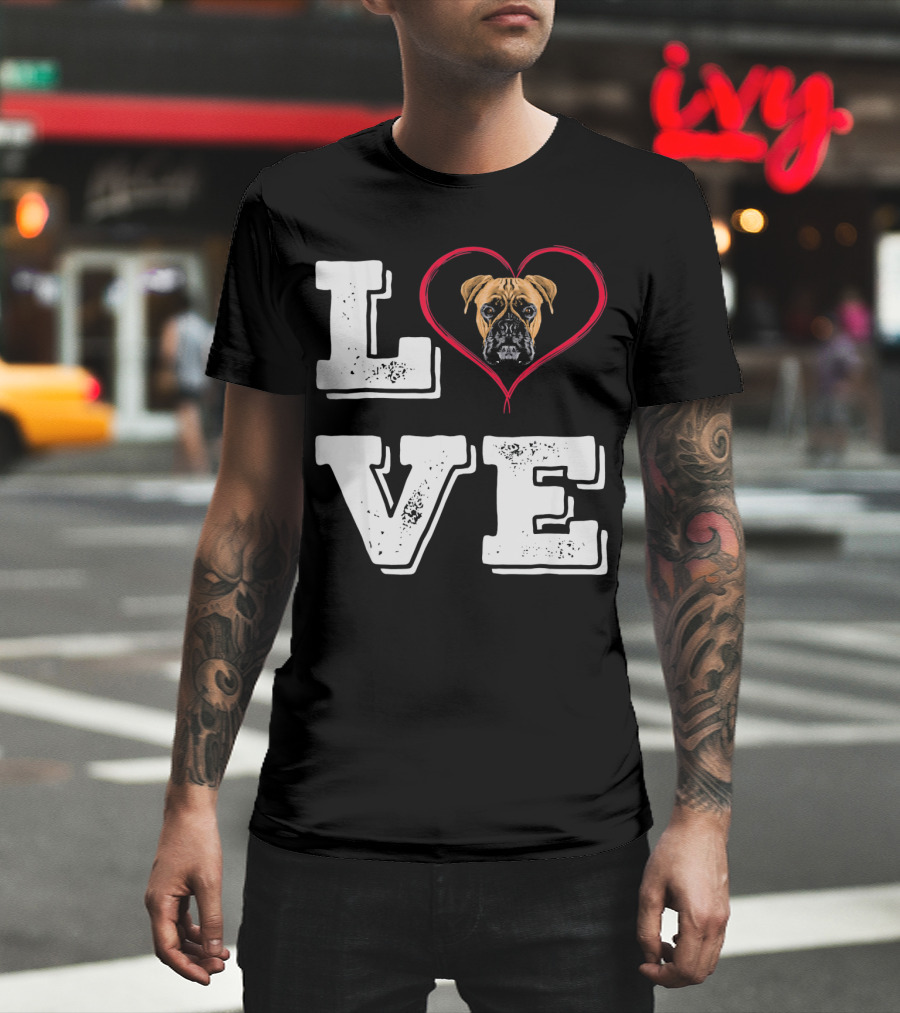 Boxer Dog Love Heart Va Dog Mom T-Shirt