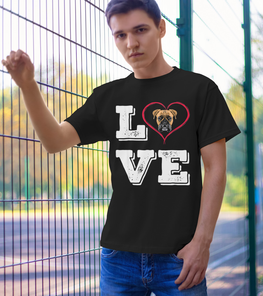 Boxer Dog Love Heart Va Dog Mom T-Shirt
