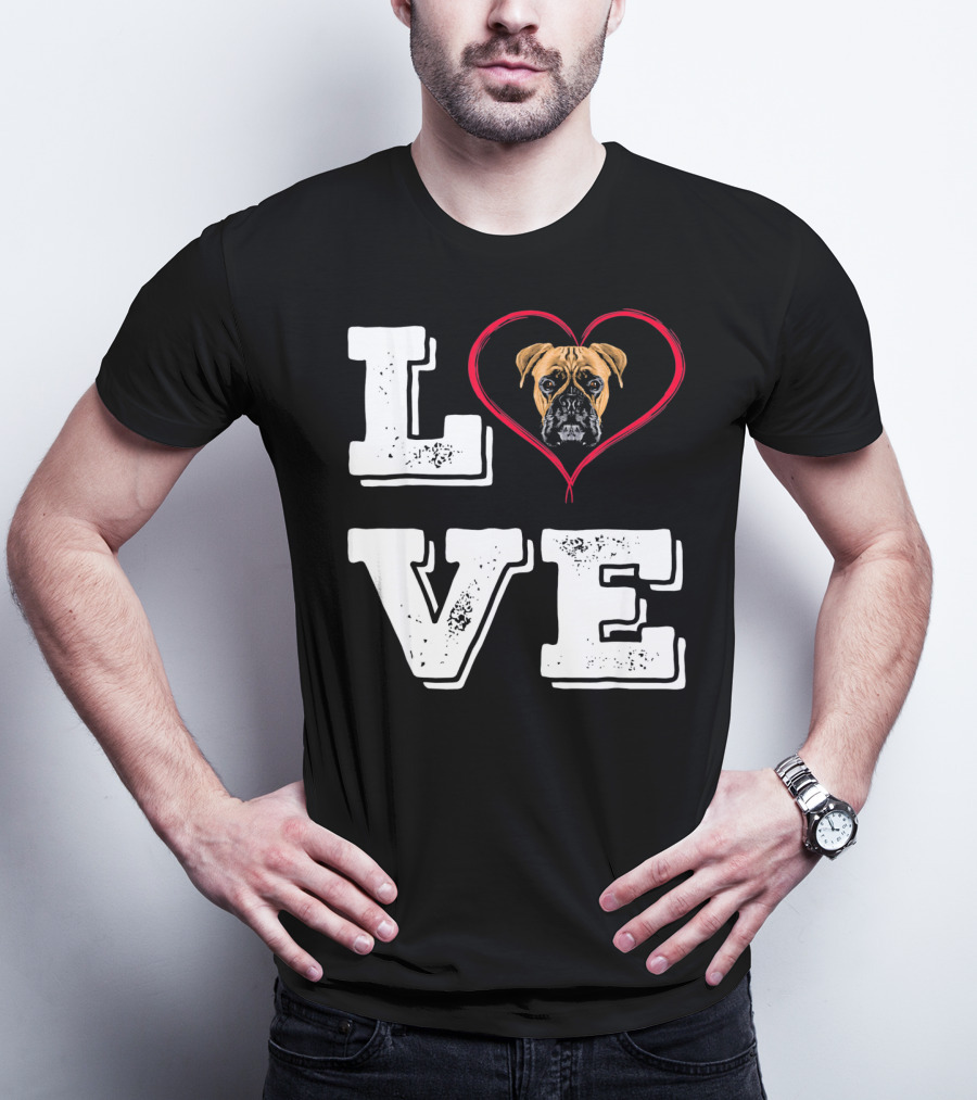 Boxer Dog Love Heart Va Dog Mom T-Shirt
