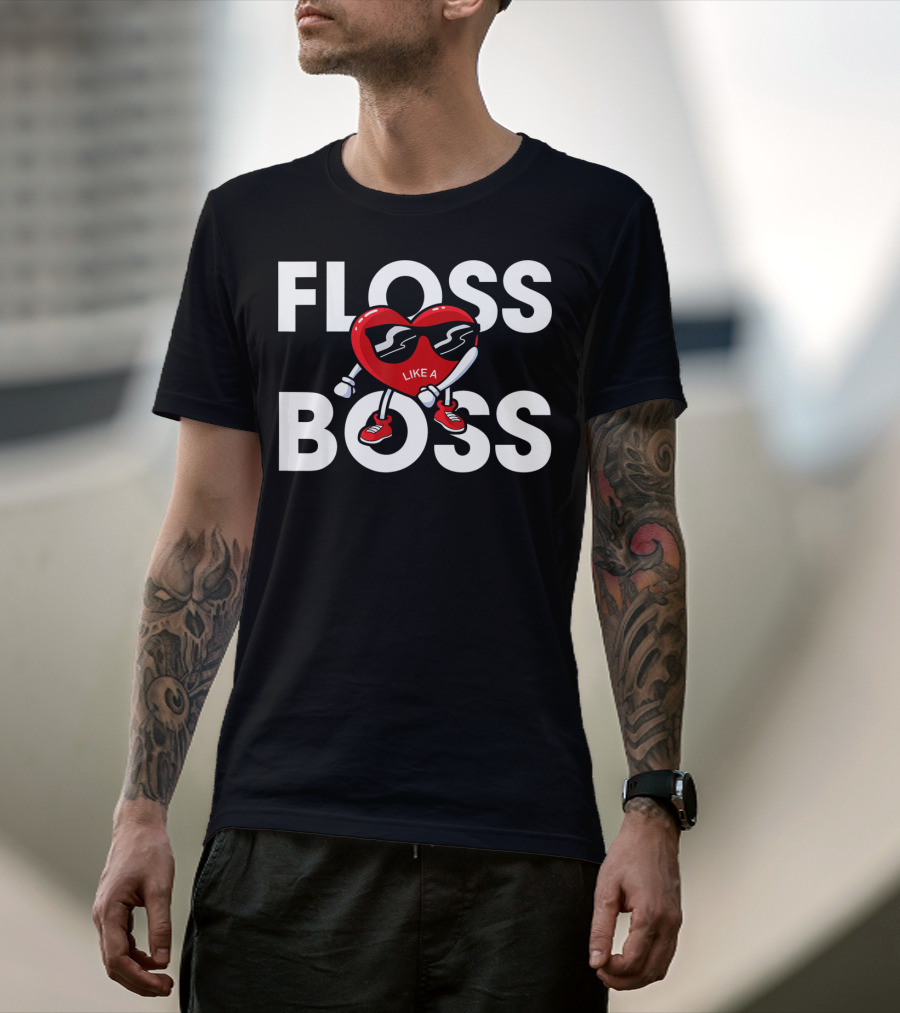 Floss Like A Boss Boys Valentines Day Kids Heart T-Shirt