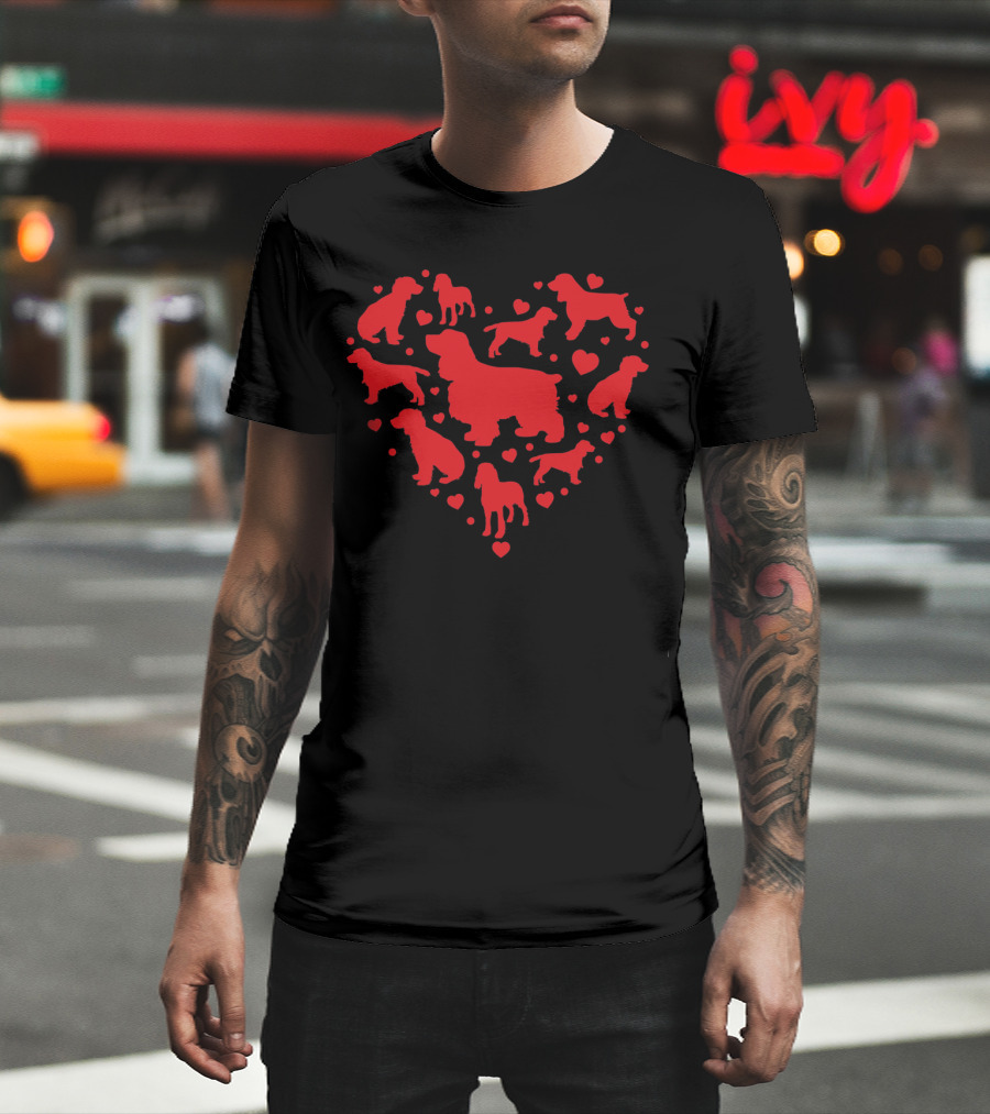 Cocker Spaniel Heart Silhouette Valentines Day T-Shirt