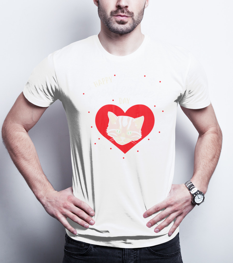 Happy Meowlentines Day Cat Heart Paws T-Shirt