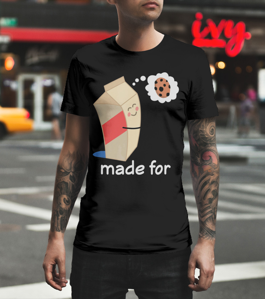 Couples Valentines Day Matching Made For Milk And Cookie T-Shirt