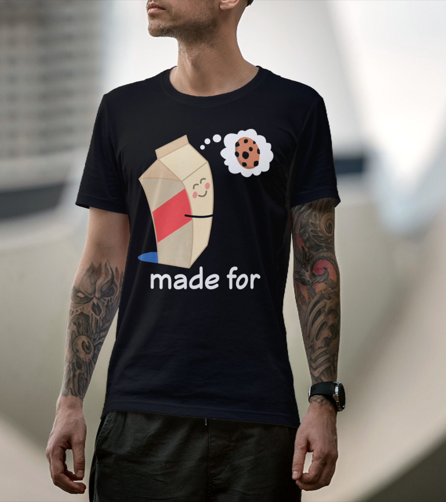 Couples Valentines Day Matching Made For Milk And Cookie T-Shirt