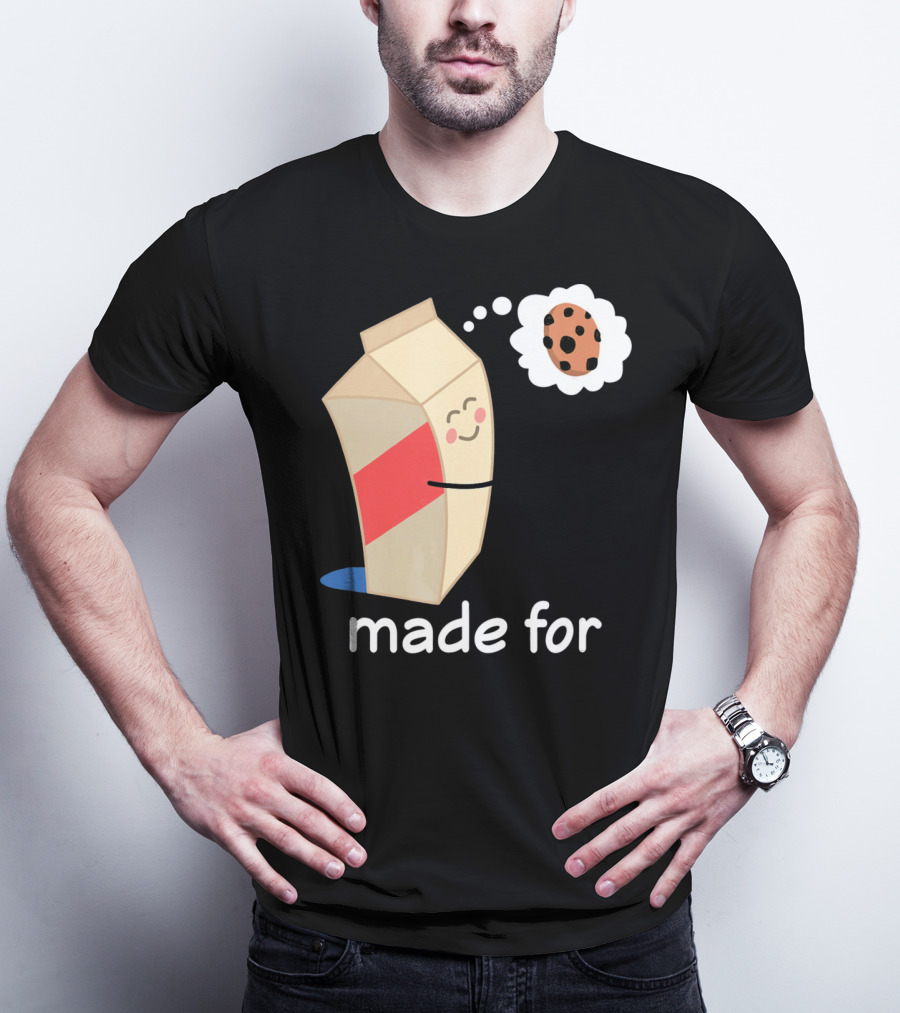 Couples Valentines Day Matching Made For Milk And Cookie T-Shirt
