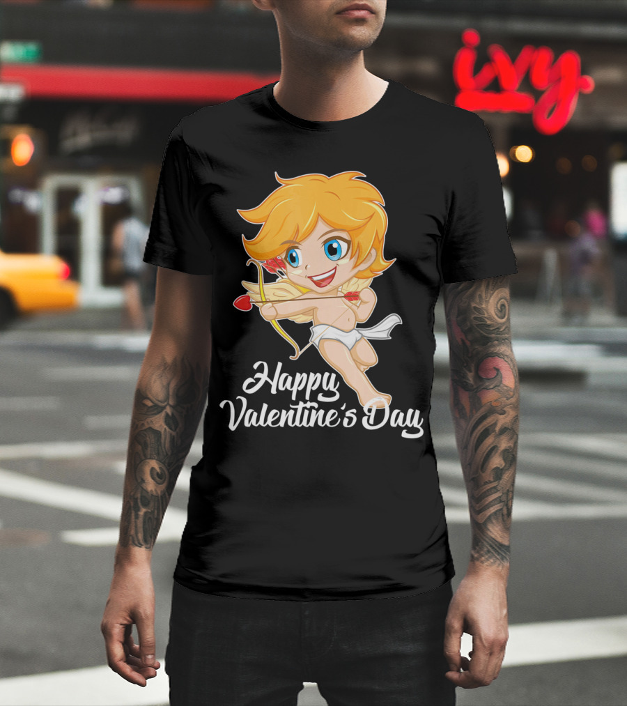 Happy Valentine's Day Cupid Bow And Heart Arrow T-Shirt