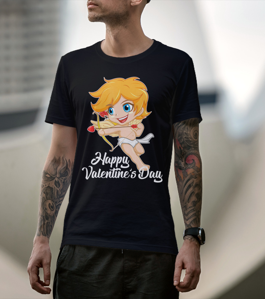 Happy Valentine's Day Cupid Bow And Heart Arrow T-Shirt