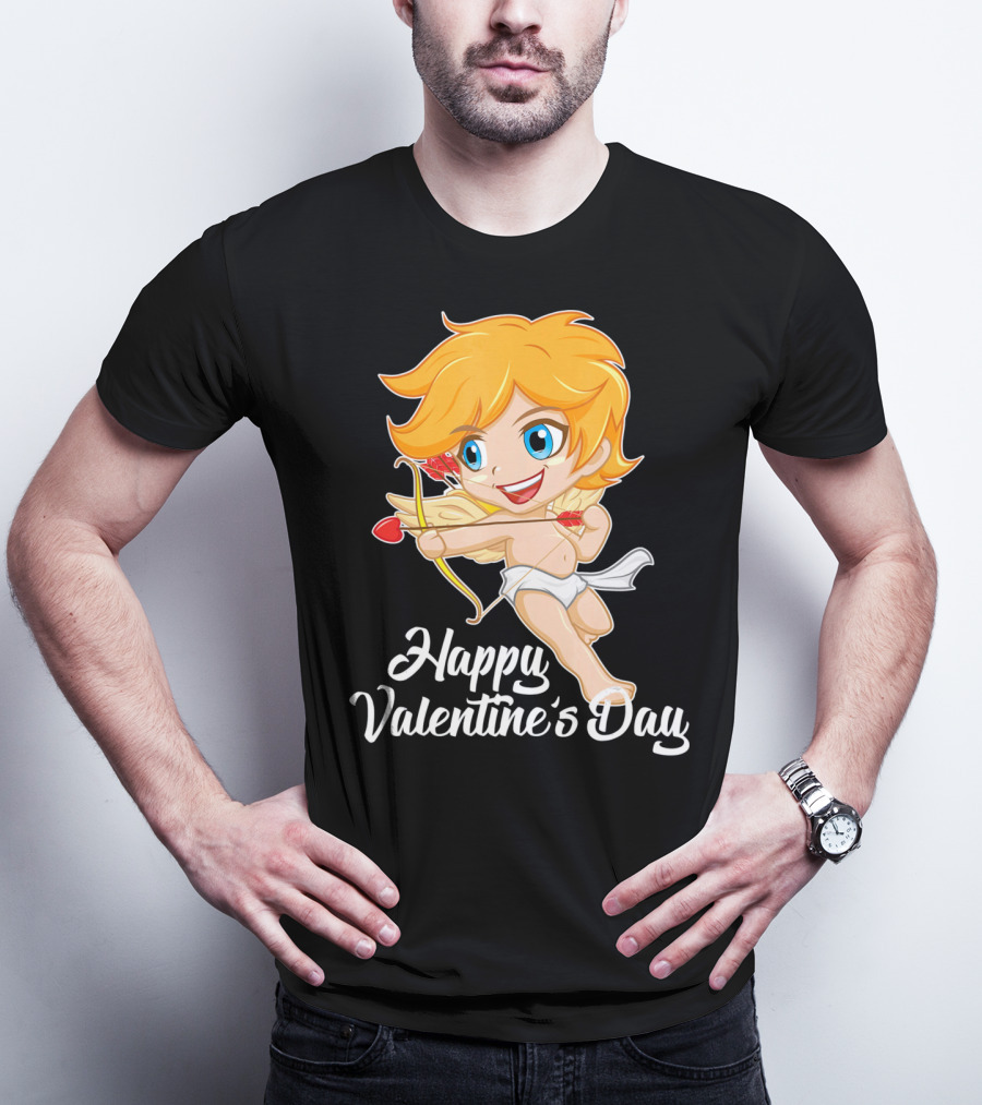 Happy Valentine's Day Cupid Bow And Heart Arrow T-Shirt
