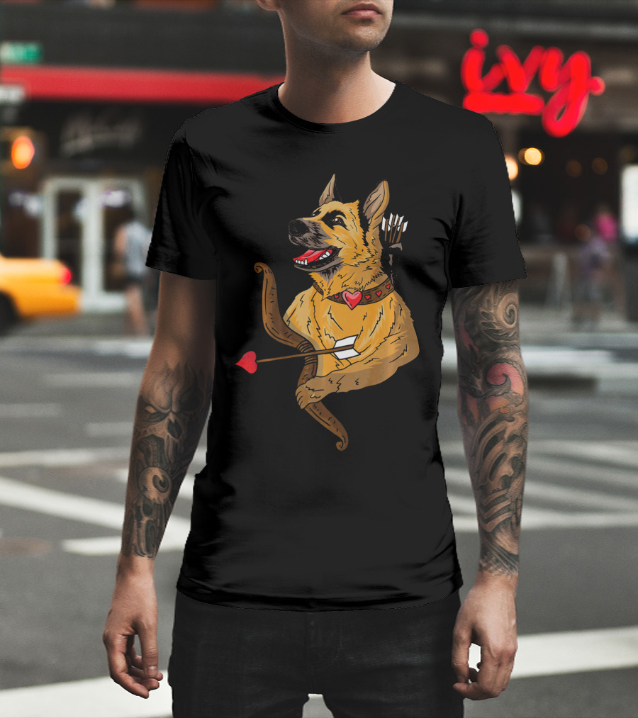 Cupid German Shepherd With Bow And Heart Arrow Dog Lovers T-Shirt
