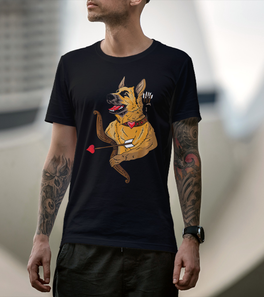 Cupid German Shepherd With Bow And Heart Arrow Dog Lovers T-Shirt