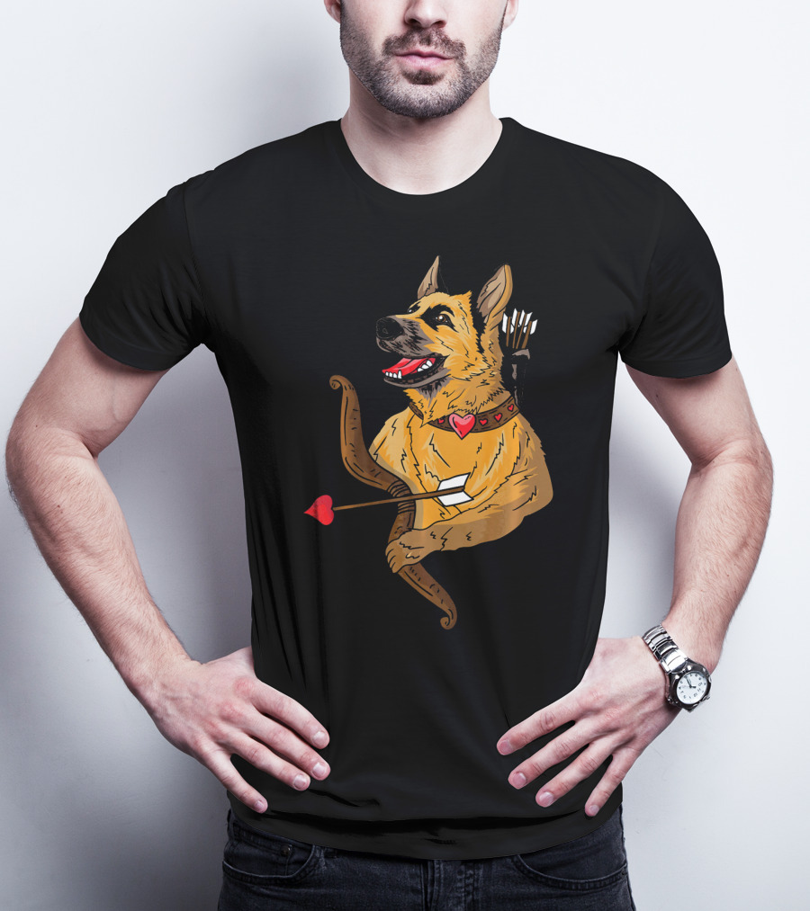 Cupid German Shepherd With Bow And Heart Arrow Dog Lovers T-Shirt