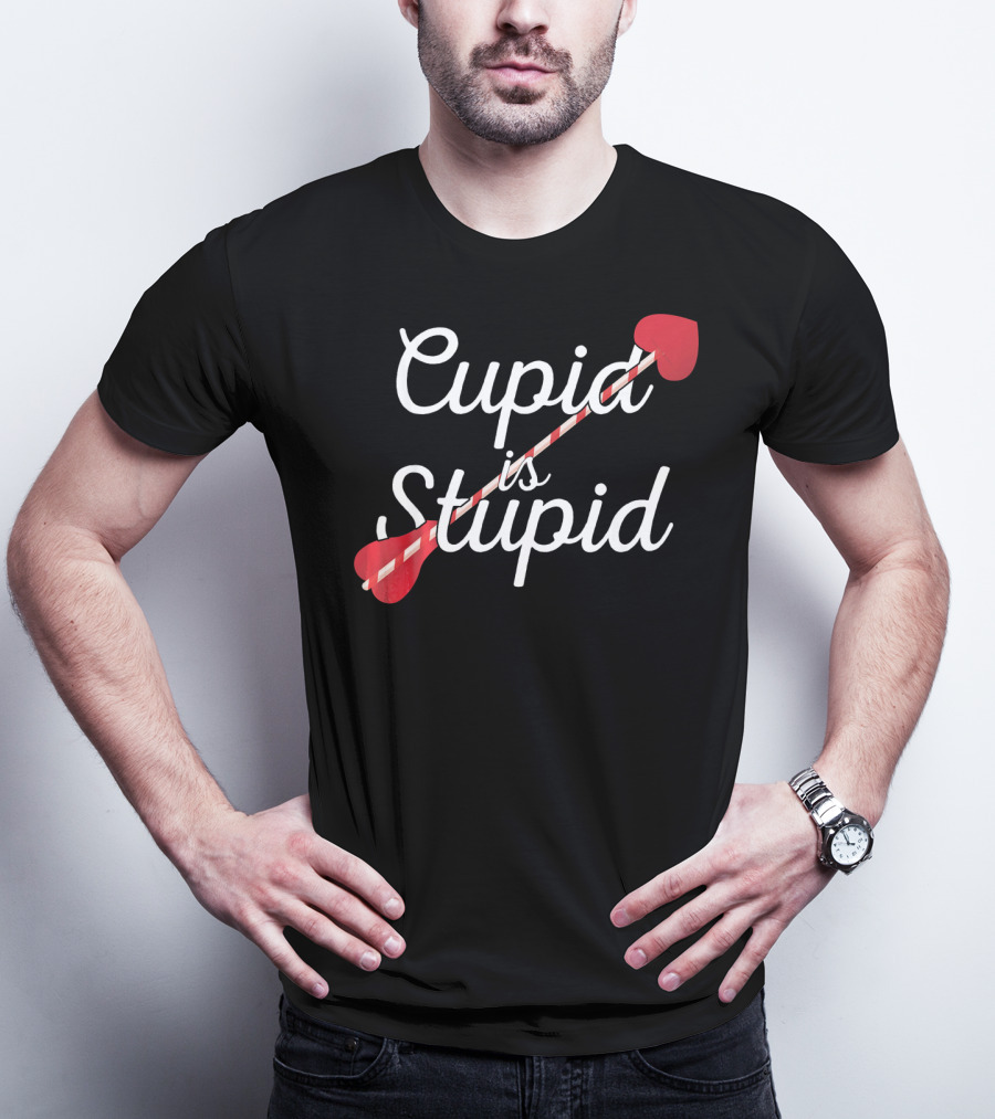 Cupid Is Stupid Funny Valentines Heart Arrow T-Shirt