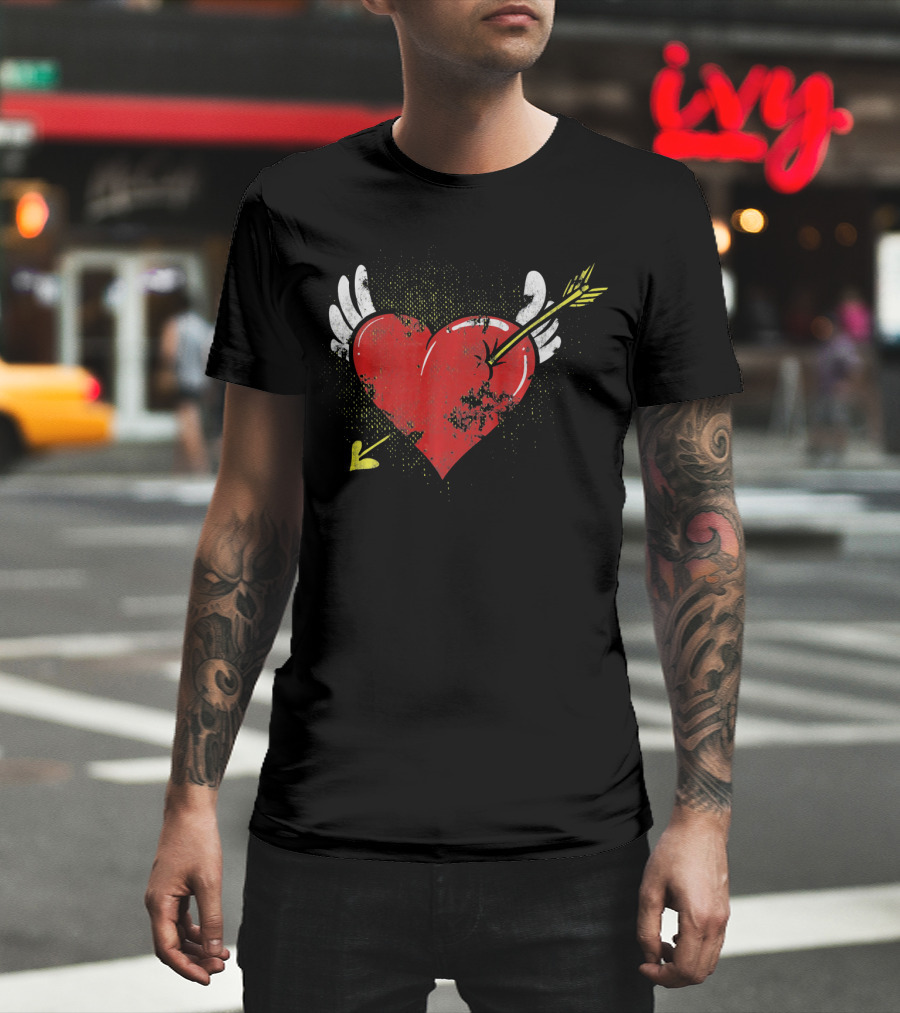 Cupid Valentine Heart With Arrow And Wings Matching Coup T-Shirt
