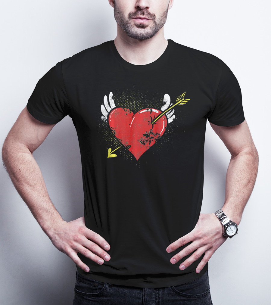 Cupid Valentine Heart With Arrow And Wings Matching Coup T-Shirt