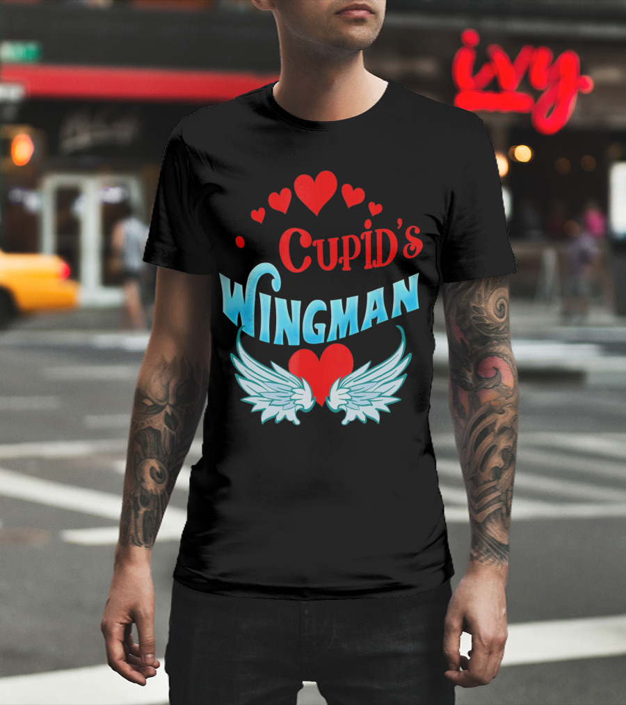 Cupid's Wingman Valentine's Hearts And Wings T-Shirt