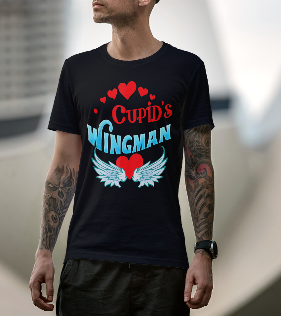Cupid's Wingman Valentine's Hearts And Wings T-Shirt