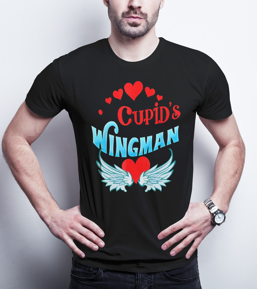 Cupid's Wingman Valentine's Hearts And Wings T-Shirt