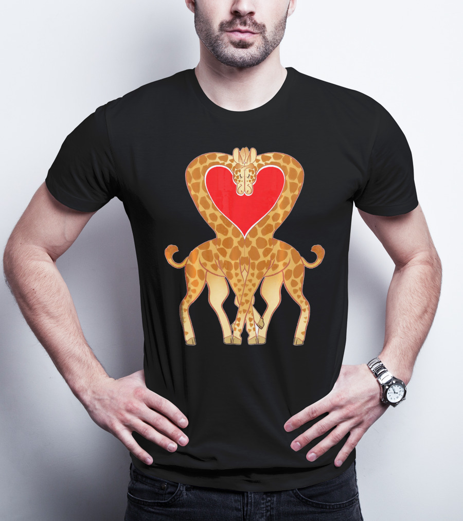 Cute Heart Giraffe Funny Valentine T-Shirt