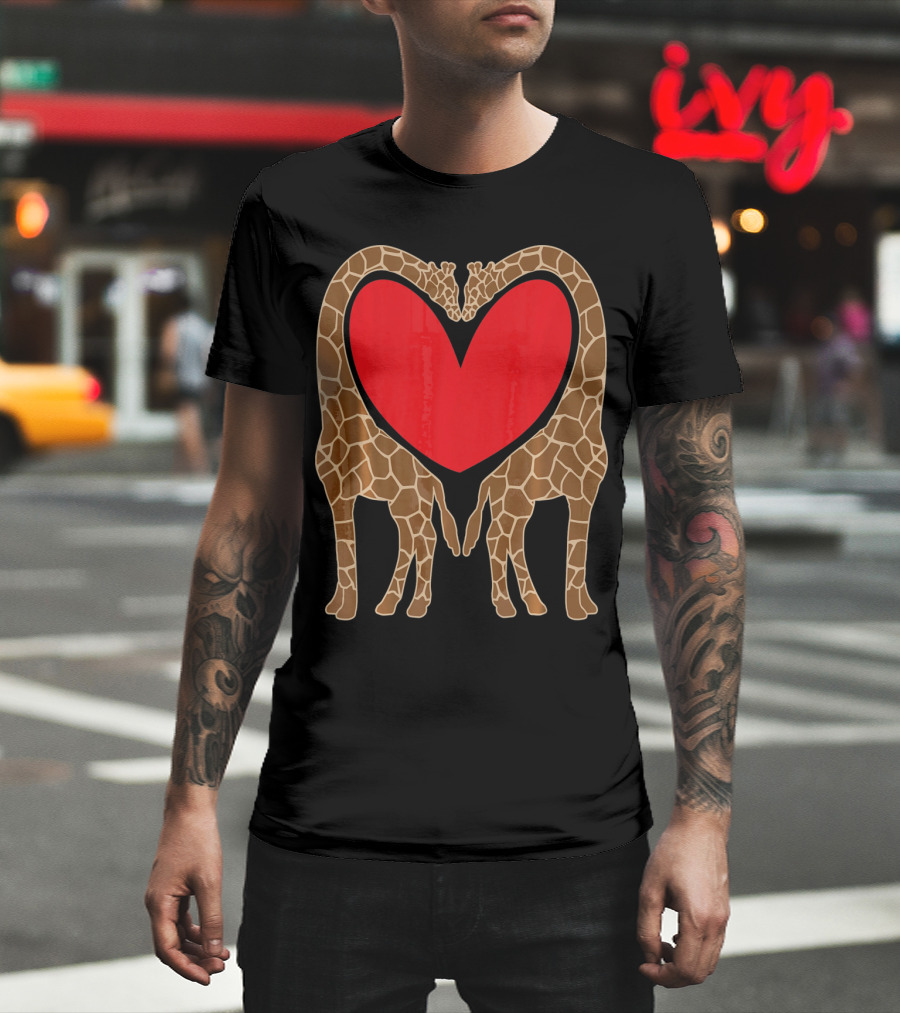 Cute Giraffe Heart Shape Valentine Fun T-Shirt