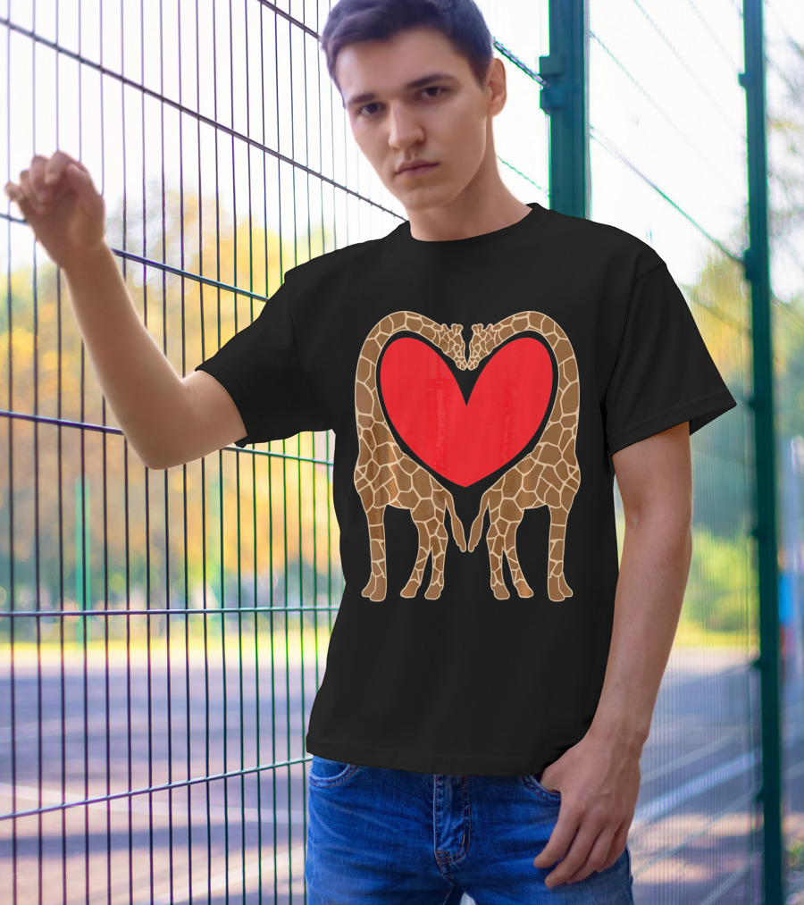 Cute Giraffe Heart Shape Valentine Fun T-Shirt