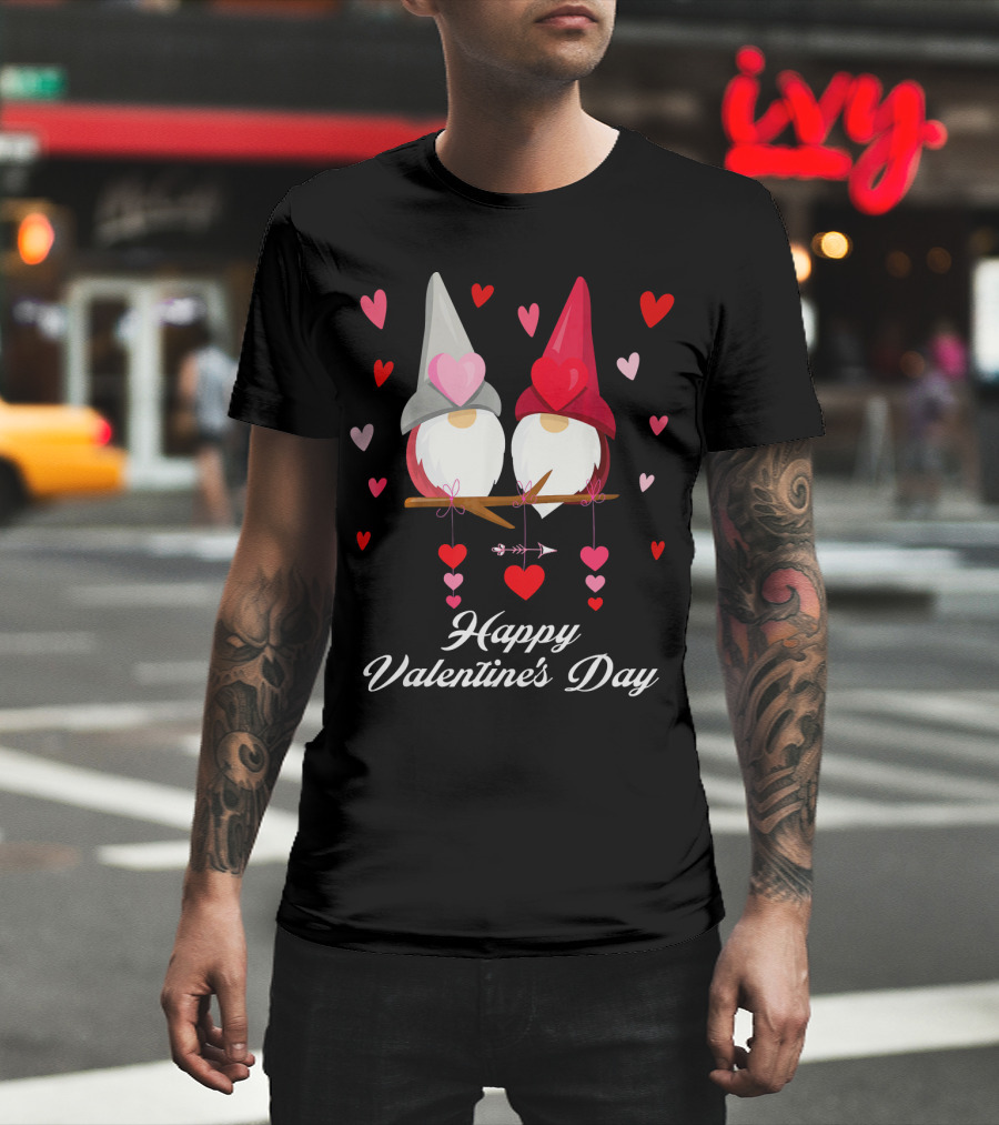Happy Valentine's Day Cute Gnomes Hearts T-Shirt