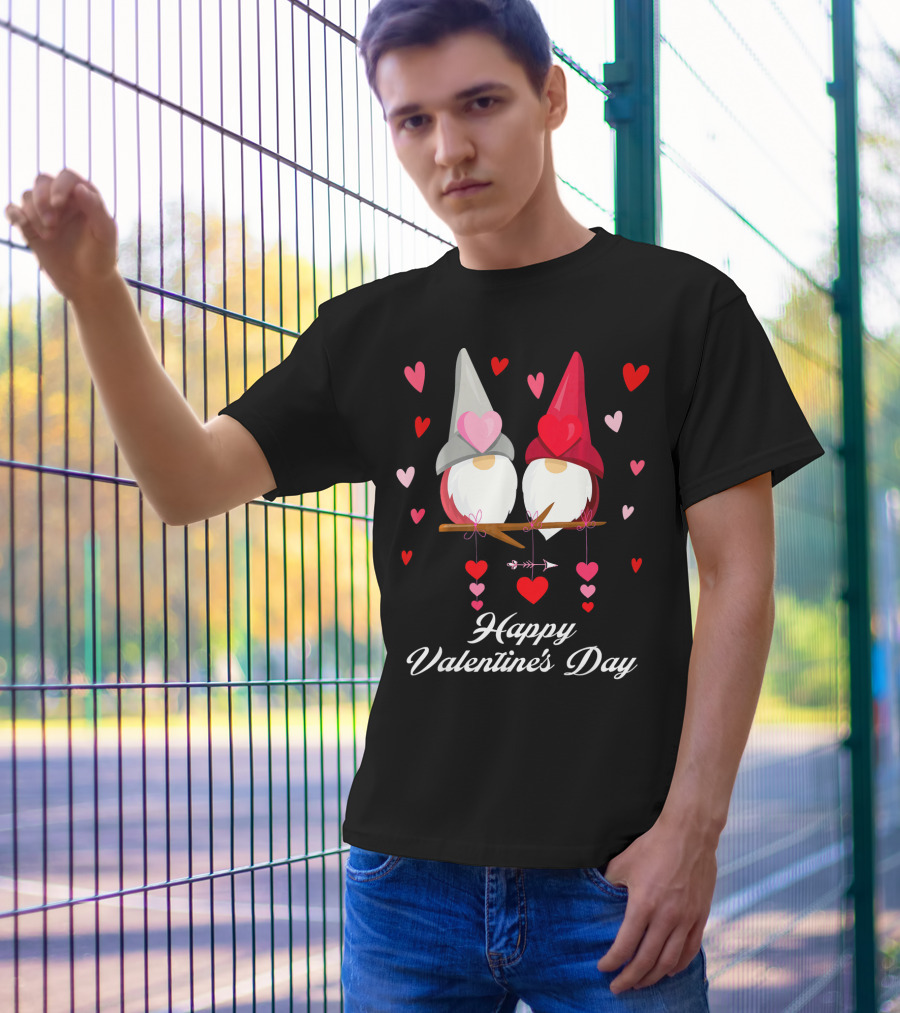 Happy Valentine's Day Cute Gnomes Hearts T-Shirt