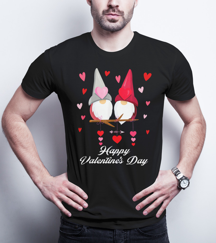 Happy Valentine's Day Cute Gnomes Hearts T-Shirt