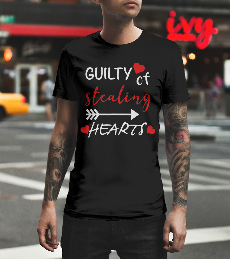Guilty Of Stealing Hearts Cute Heart Valentines Day T-Shirt