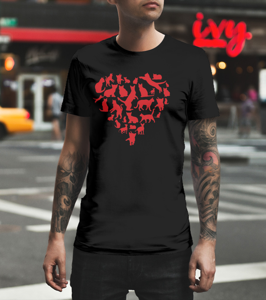 Cute Kids Valentines Day Cat Heart T-Shirt